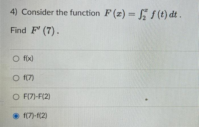Solved 1) Consider the function f () = 5x2 - 4x + 7 defined | Chegg.com