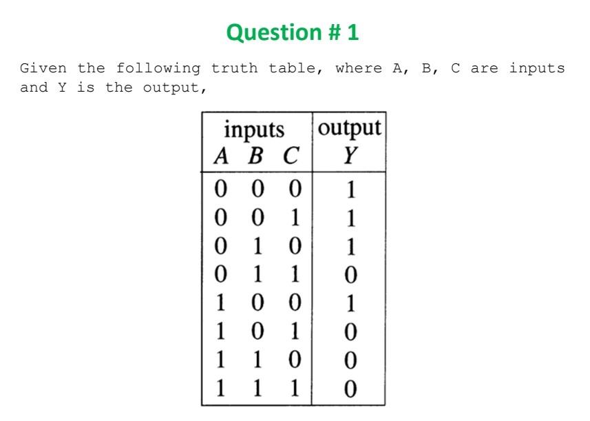 Solved Question \# 2 Refer to the truth table in Question \# | Chegg.com
