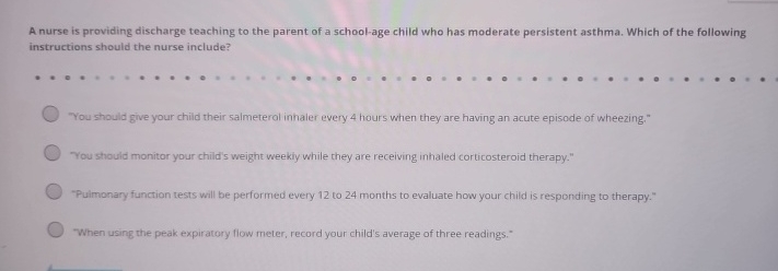 Solved A nurse is providing discharge teaching to the parent | Chegg.com