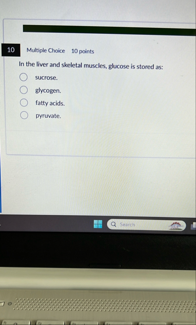 Solved 10Multiple Choice 10 ﻿pointsIn the liver and skeletal | Chegg.com