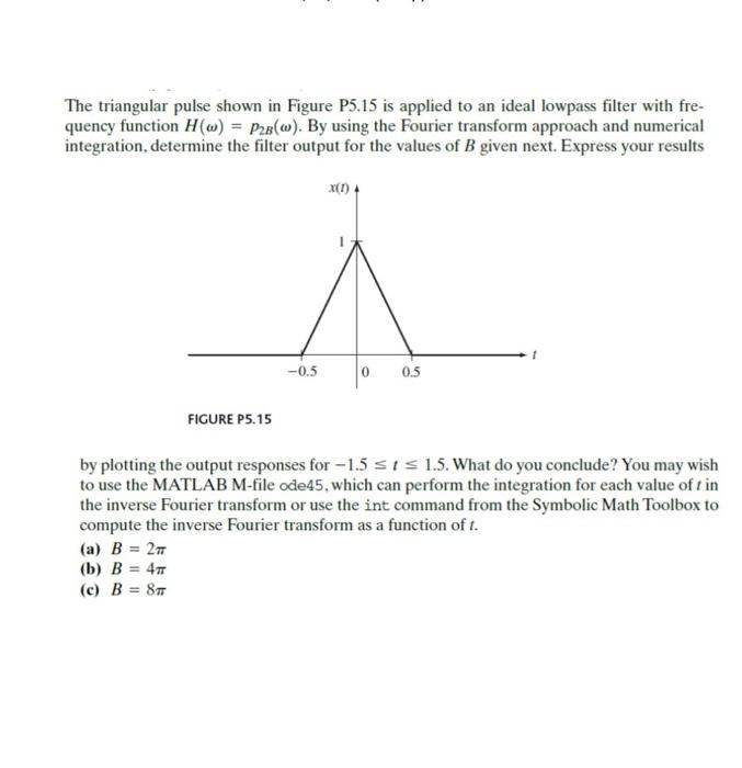 Solved The triangular pulse shown in Figure P5.15 is applied | Chegg.com