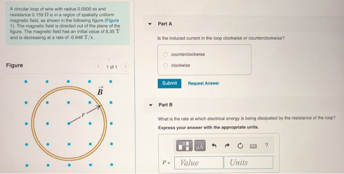 Solved A circular loop of wire with radius 0.0500 m and | Chegg.com