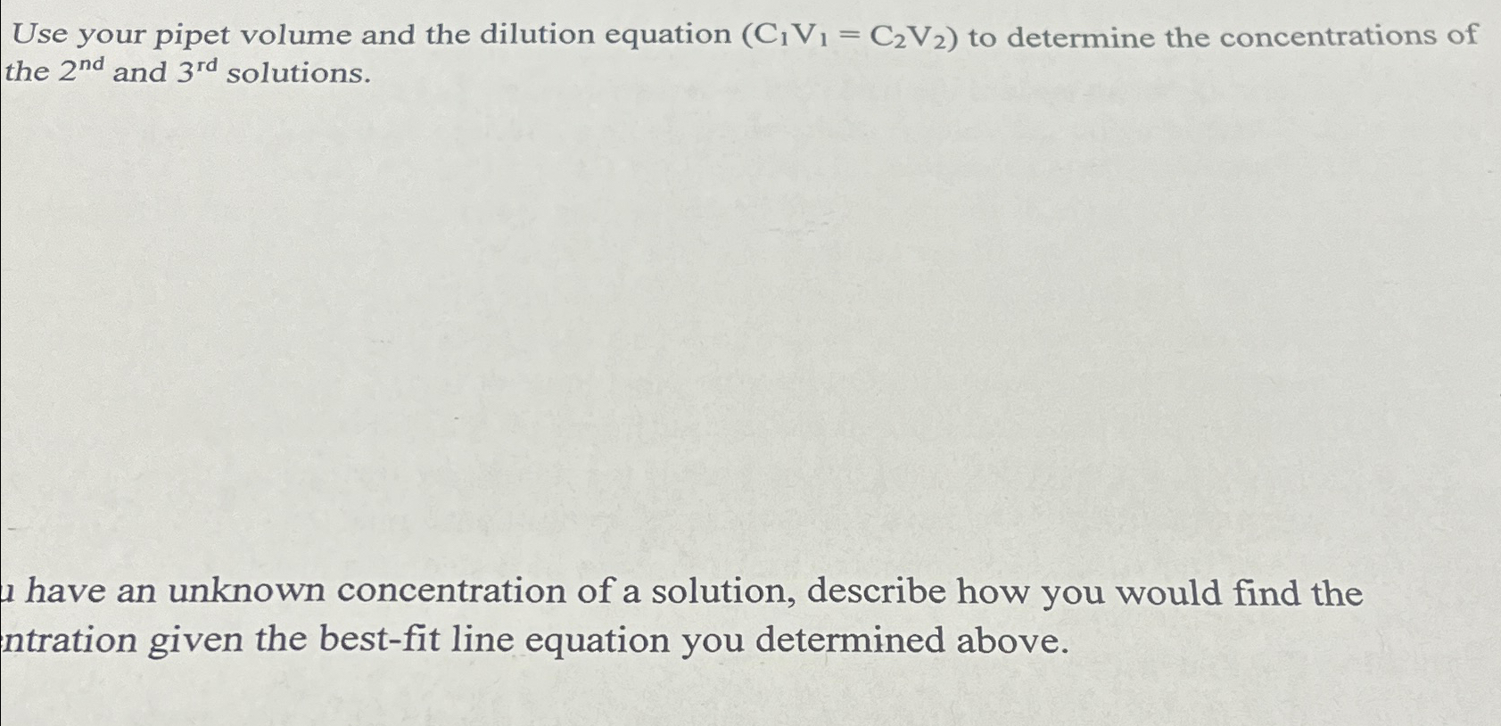 Use your pipet volume and the dilution equation | Chegg.com