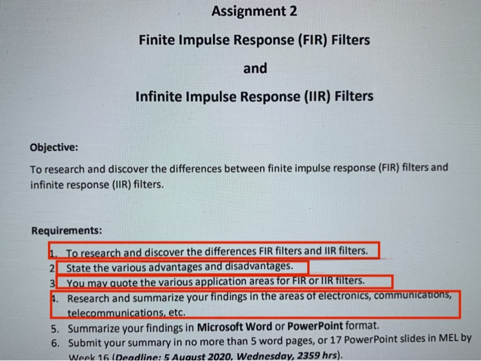 Solved Assignment 2 Finite Impulse Response (FIR) Filters | Chegg.com