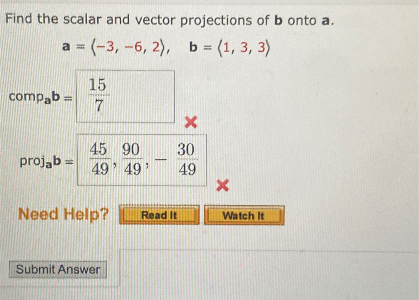 Solved Find the scalar and vector projections of b ﻿onto | Chegg.com