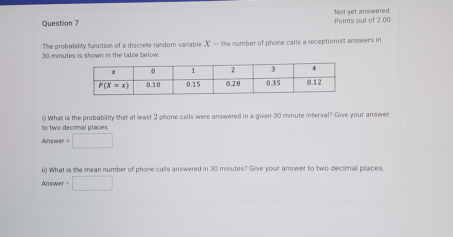 Solved Question 7The probability function of a discrete | Chegg.com