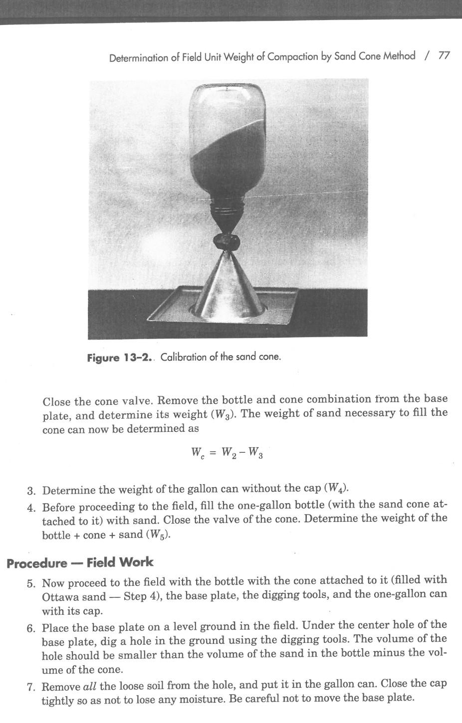 Determination of Field Unit Weight of Compaction by | Chegg.com