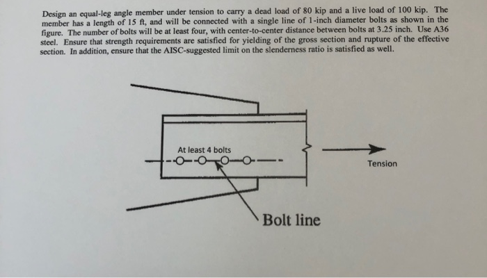 Solved Design an equal-leg angle member under tension to | Chegg.com
