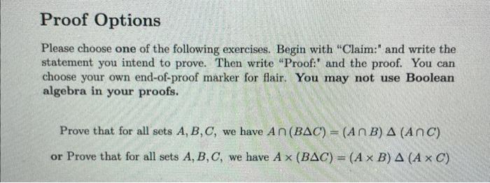 Solved Please choose one of the following exercises. Begin | Chegg.com