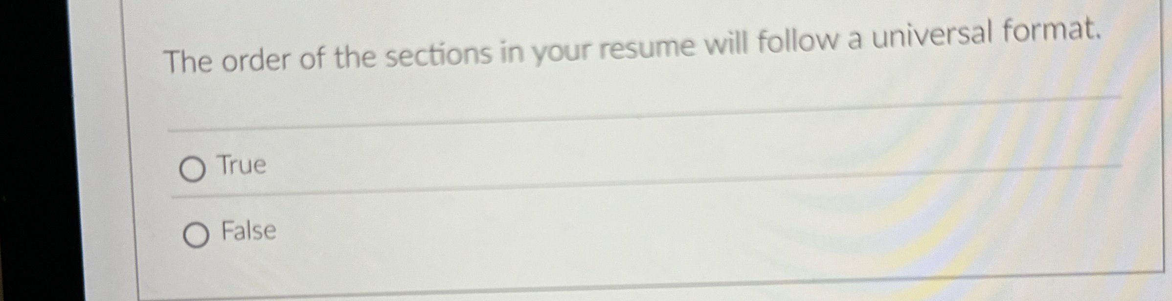 Solved The order of the sections in your resume will follow | Chegg.com
