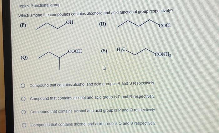 Solved Topics: Functional group Which among the compounds | Chegg.com
