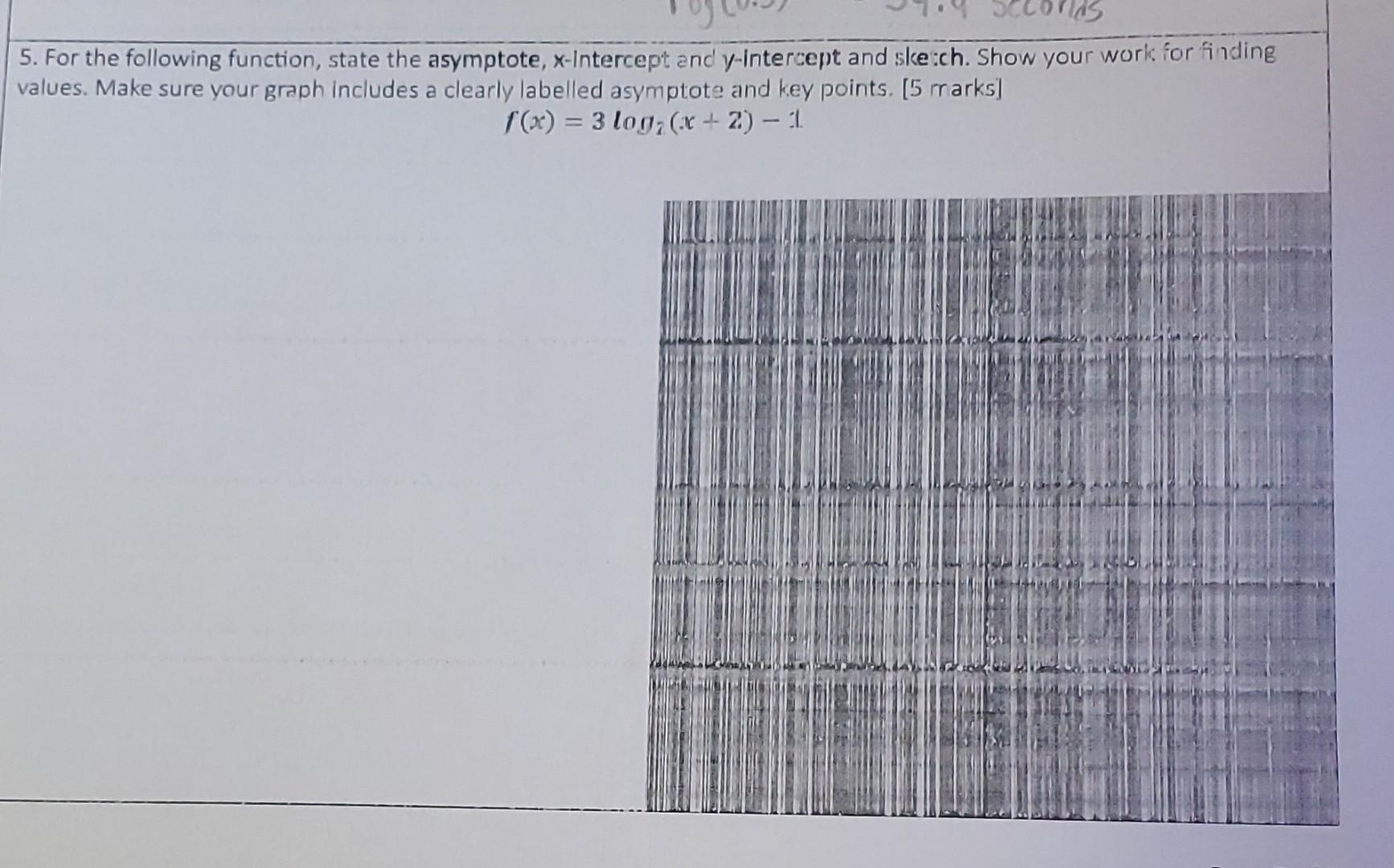 Solved 5. For the following function, state the asymptote, | Chegg.com