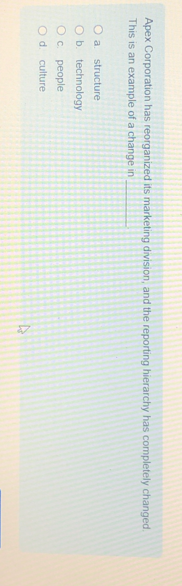 Solved Apex Corporation has reorganized its marketing | Chegg.com