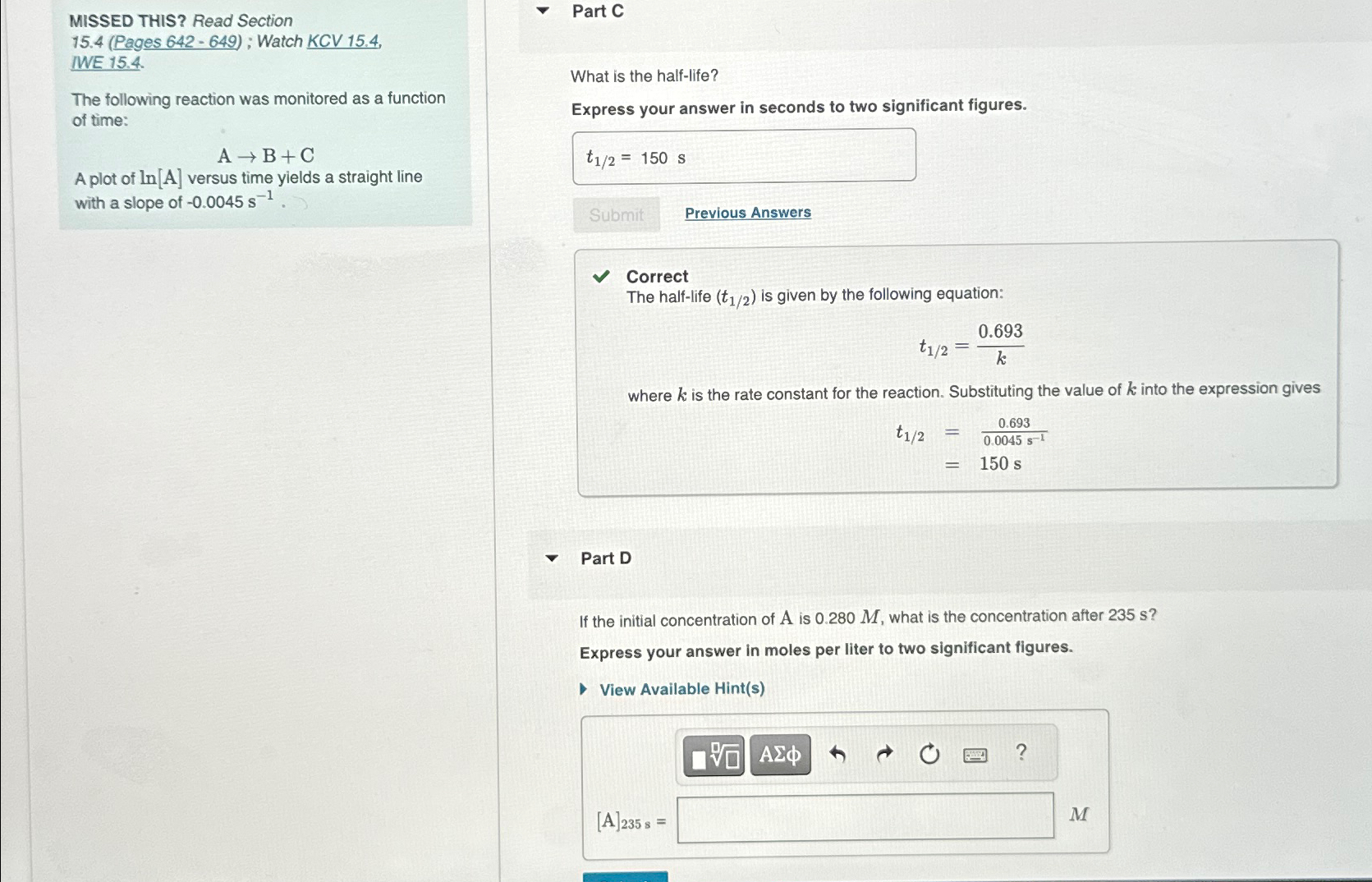Solved MISSED THIS? Read Section15.4 (Pages 642-649); Watch | Chegg.com