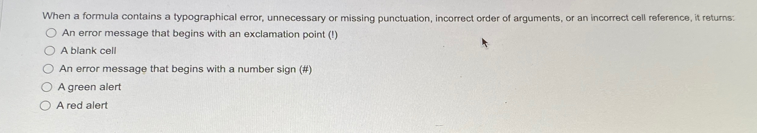 Solved When a formula contains a typographical error, | Chegg.com