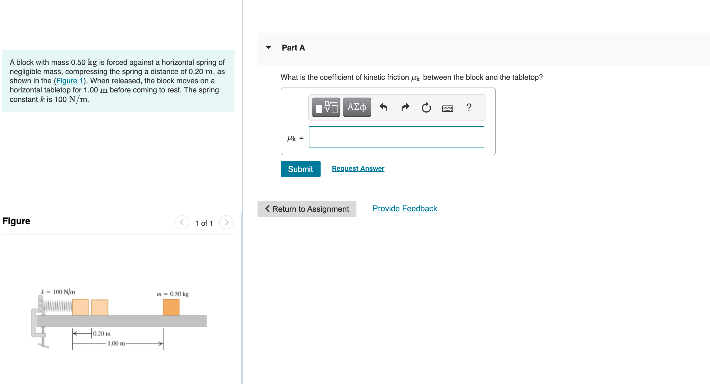 Solved A block with mass 0.50kg ﻿is forced against a | Chegg.com