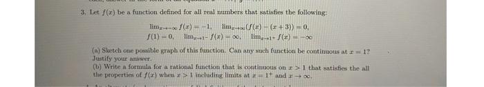 Solved 3. Let f(x) be a function defined for all real | Chegg.com