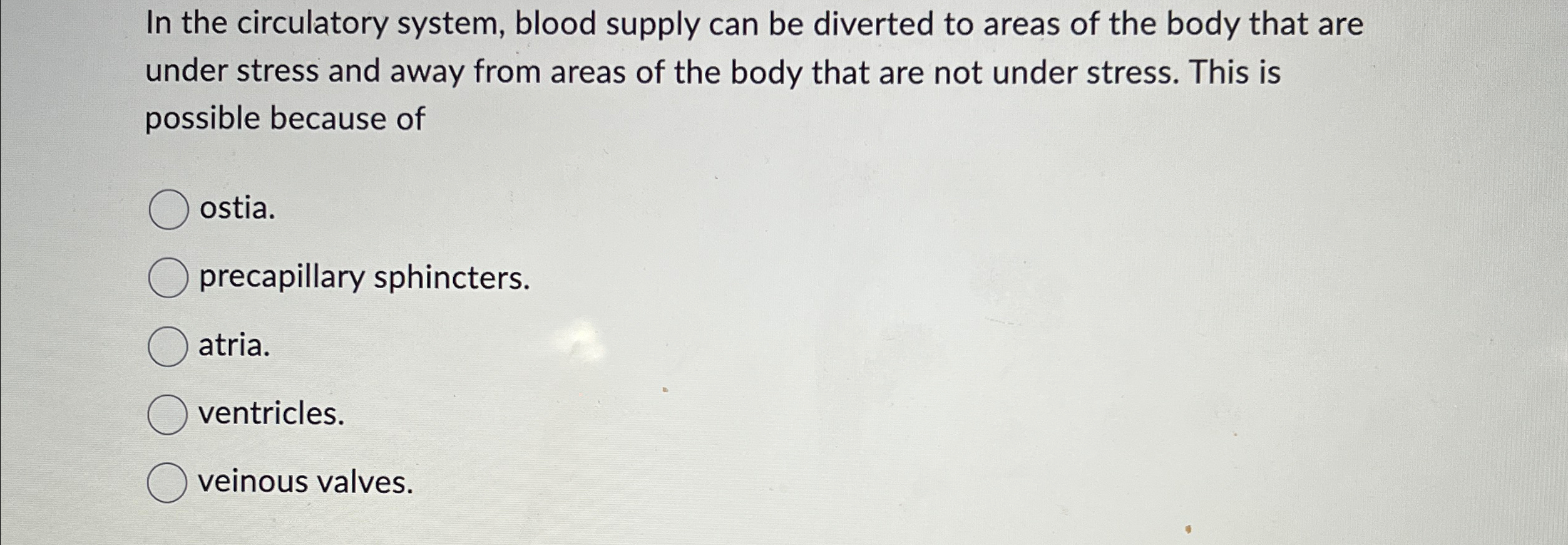 Solved In the circulatory system, blood supply can be | Chegg.com