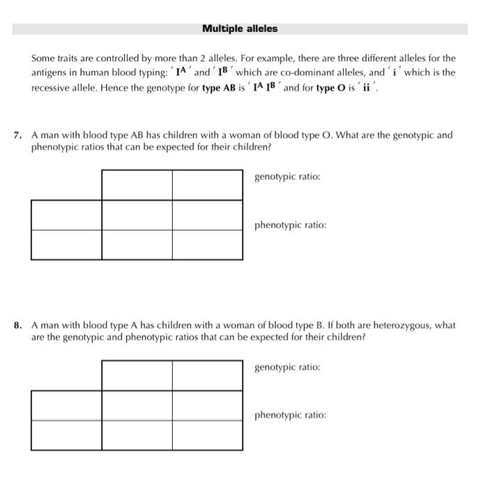 Solved Multiple alleles Some traits are controlled by more | Chegg.com