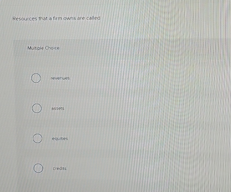 Solved Resources that a firm owns are calledMultiple Choice | Chegg.com