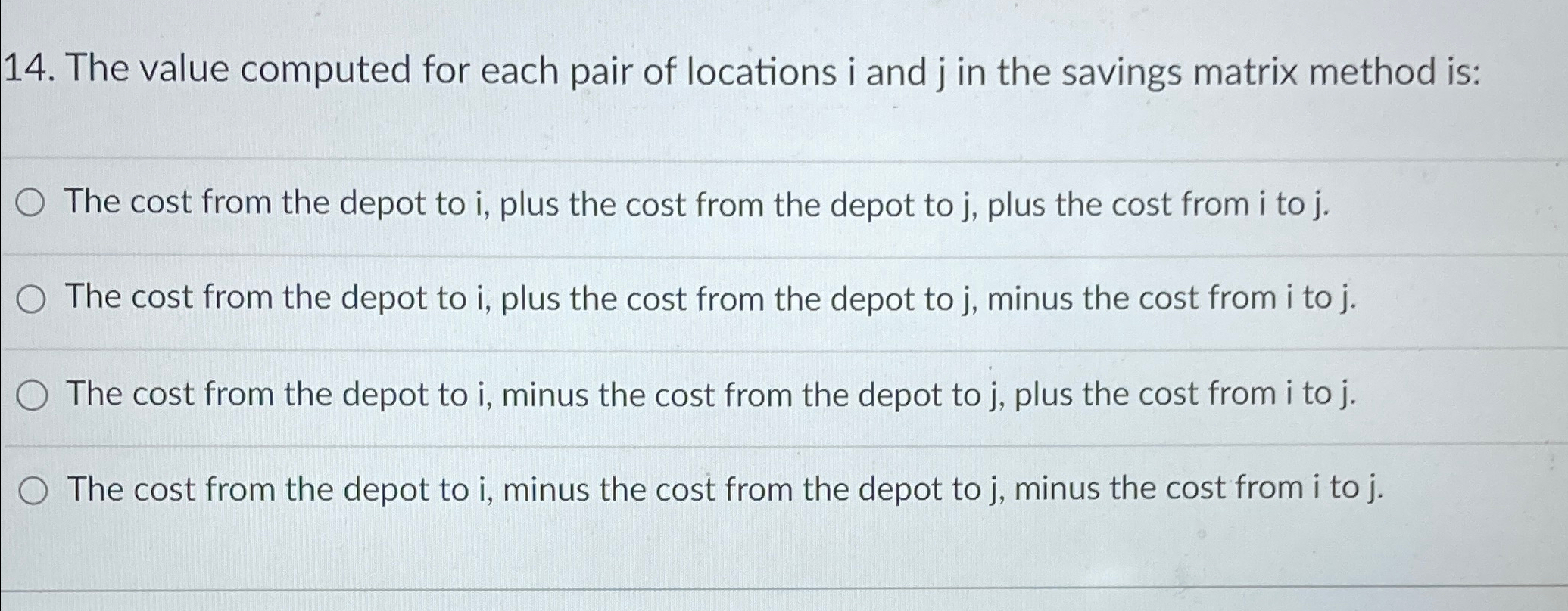 Solved The value computed for each pair of locations i and j | Chegg.com
