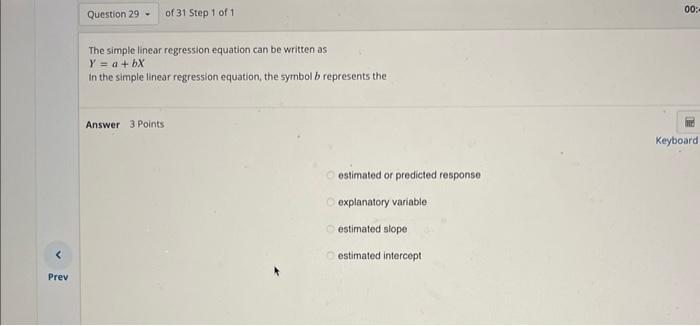 Solved The simple linear regression equation can be written | Chegg.com
