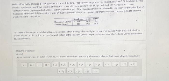 Solved Multitasking in the Classroom How good are you at | Chegg.com