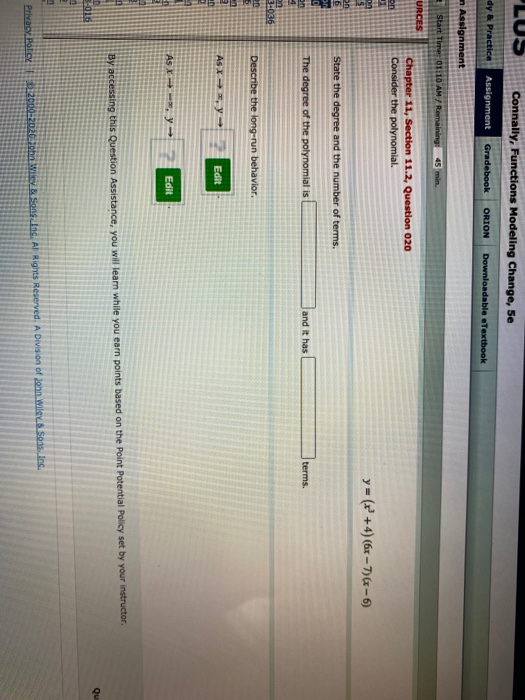 Solved LUS Connally, Functions Modeling Change, 5e | Chegg.com