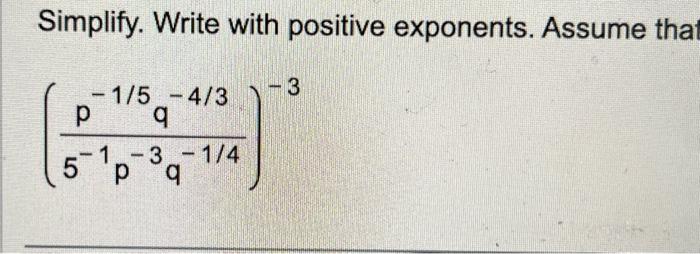 Solved Simplify. Write with positive exponents. Assume tha | Chegg.com