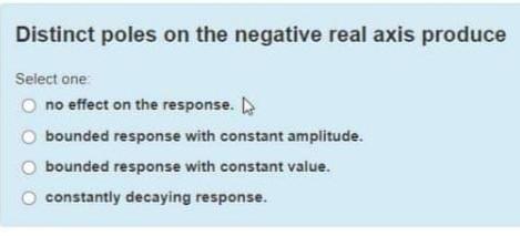 Solved Distinct poles on the negative real axis produce | Chegg.com