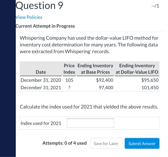 Solved Question 10 --/1 View Policies Current Attempt in | Chegg.com