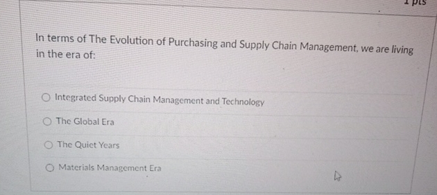 Solved In terms of The Evolution of Purchasing and Supply | Chegg.com