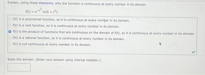 Solved Explain, using these theorems, why the function is | Chegg.com