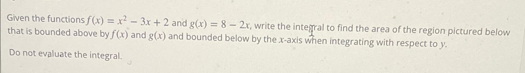 Solved Given the functions f(x)=x2-3x+2 ﻿and g(x)=8-2x, | Chegg.com