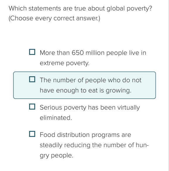 Solved Which statements are true about global poverty? | Chegg.com