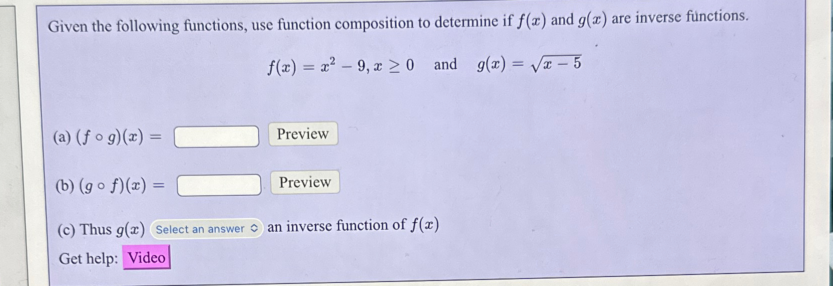 Solved Given the following functions, use function | Chegg.com