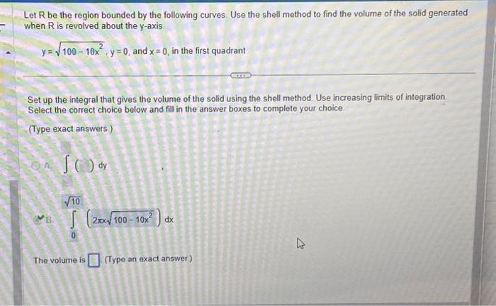 Let R be the region bounded by the following curves. | Chegg.com
