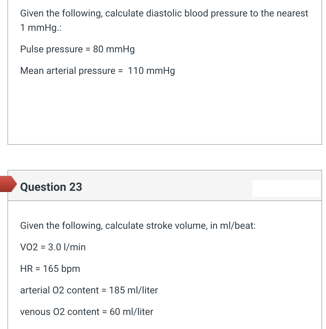Solved Given the following, calculate diastolic blood | Chegg.com