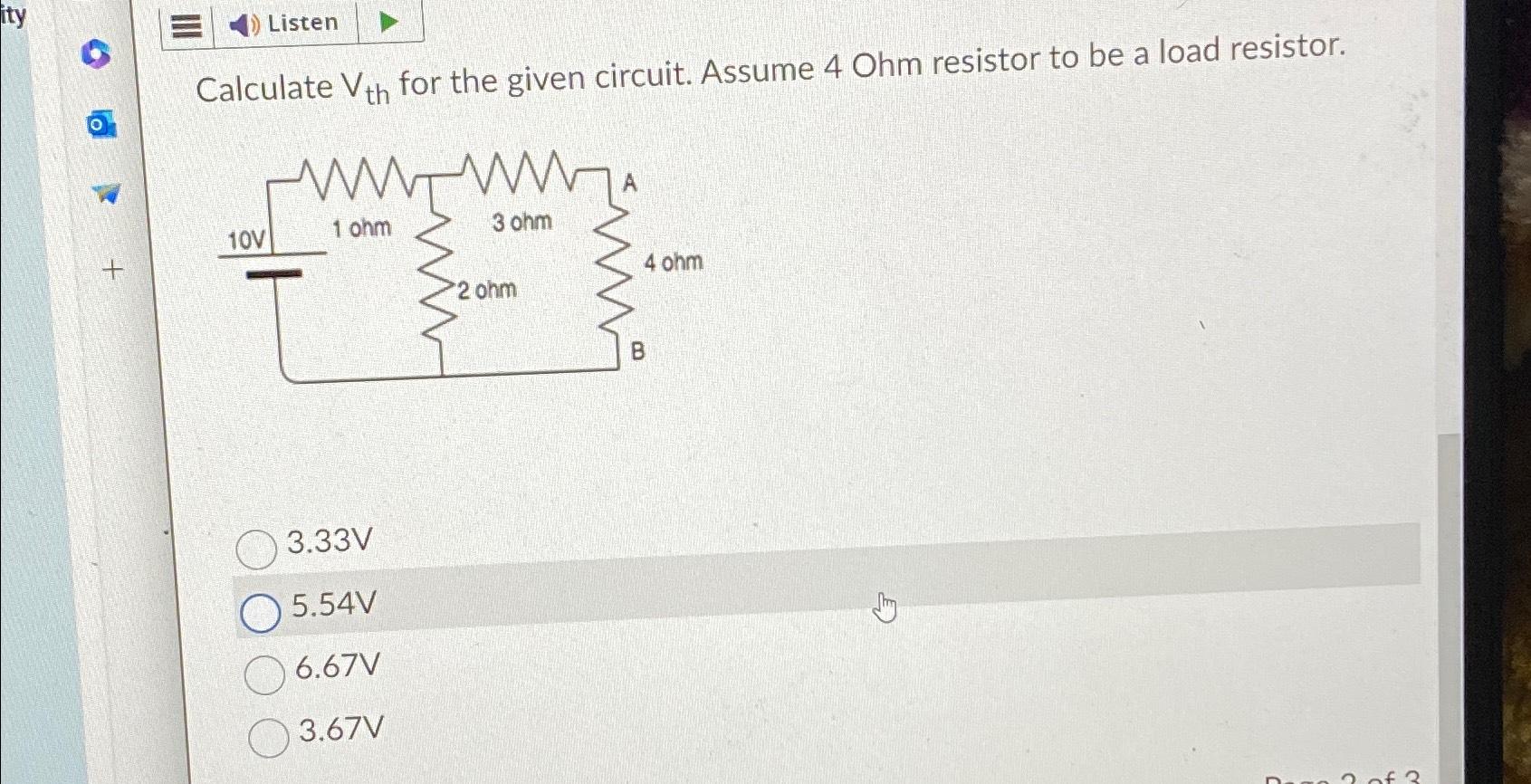 Solved Calculate Vth ﻿for the given circuit. Assume 4Ohm | Chegg.com