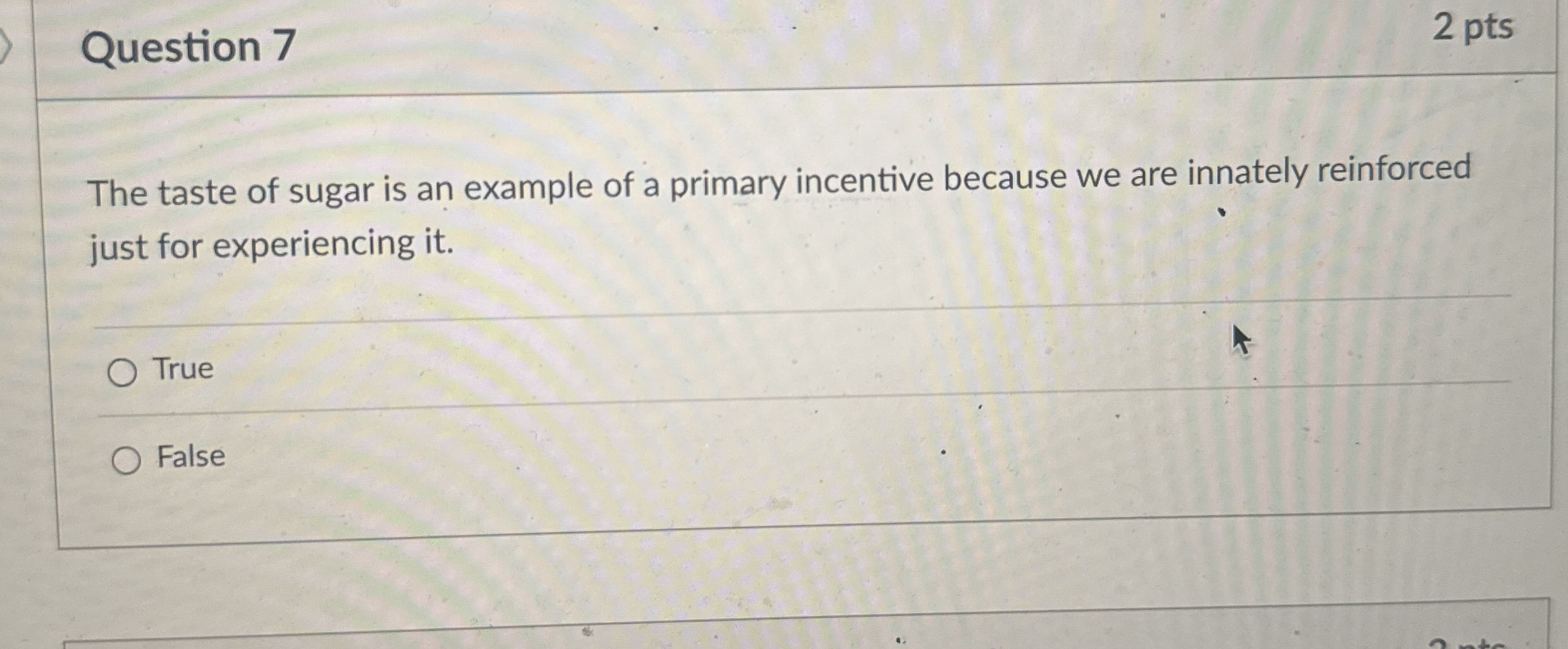 Solved Question 72 ﻿ptsThe taste of sugar is an example of a | Chegg.com