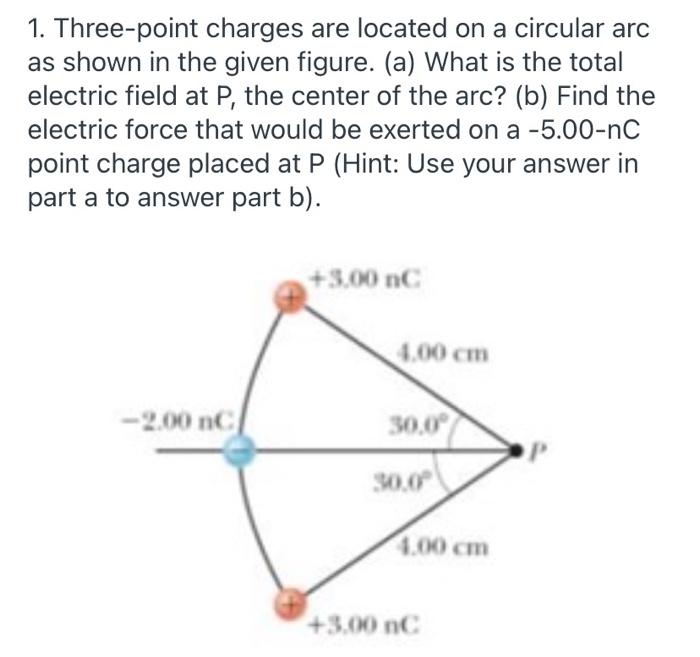 Solved Three-point charges are located on a circular arc as | Chegg.com