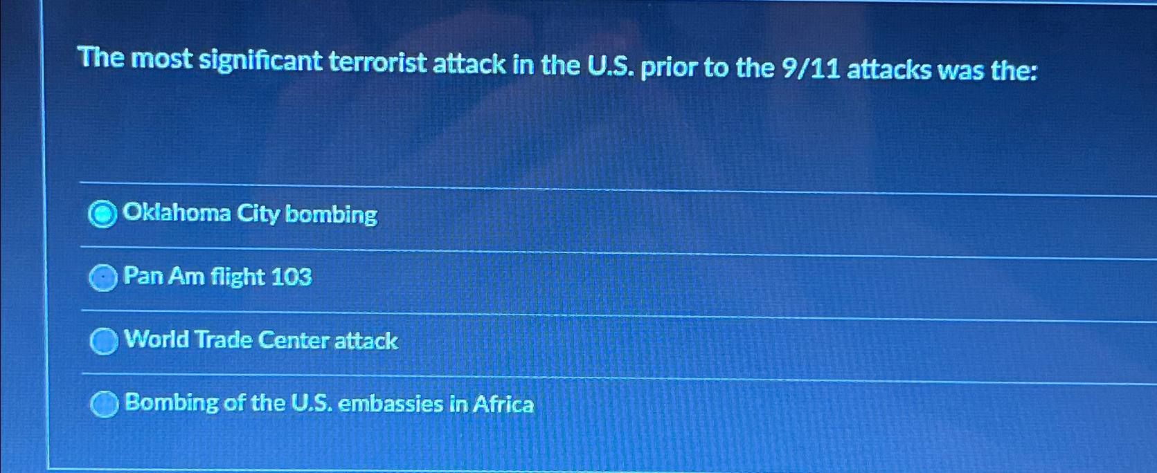 Solved The most significant terrorist attack in the U.S. | Chegg.com