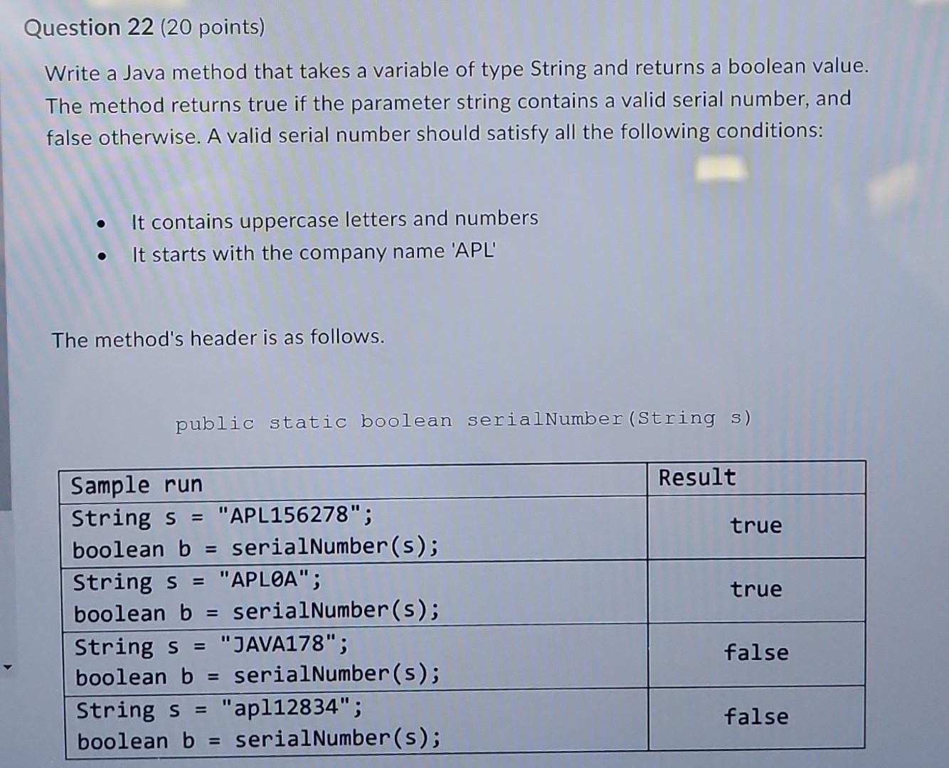 Solved Write a Java method that takes a variable of type | Chegg.com