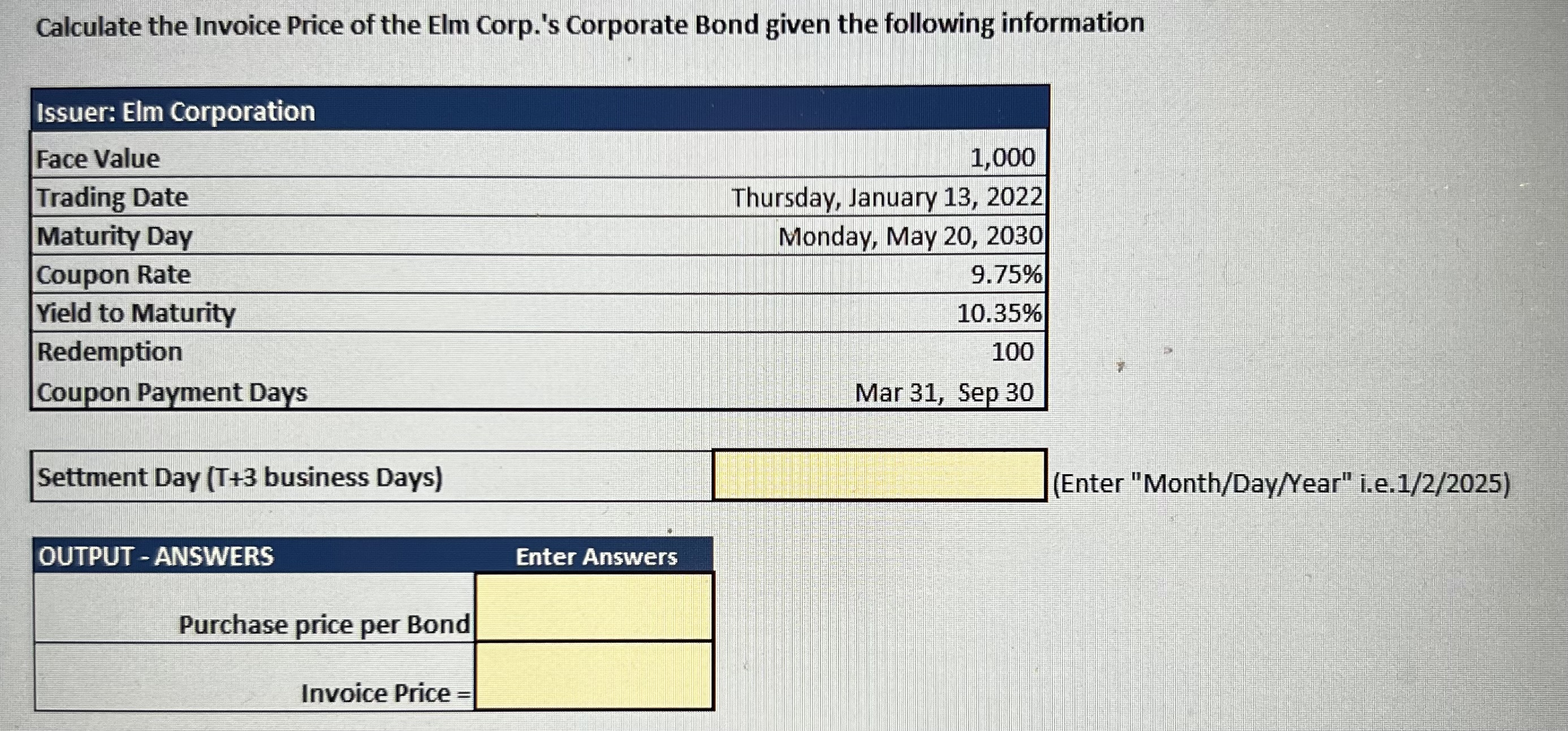 Solved Calculate the Invoice Price of the Elm Corp.'s | Chegg.com