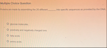 Solved Multiple Cholce QuestionProteins are made by | Chegg.com