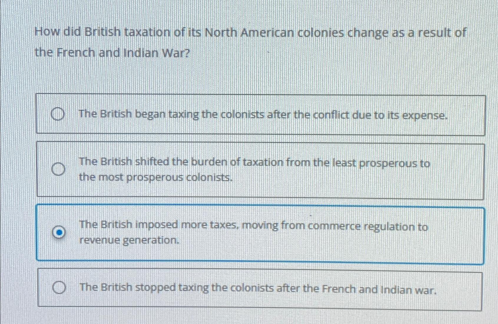Solved How did British taxation of its North American | Chegg.com