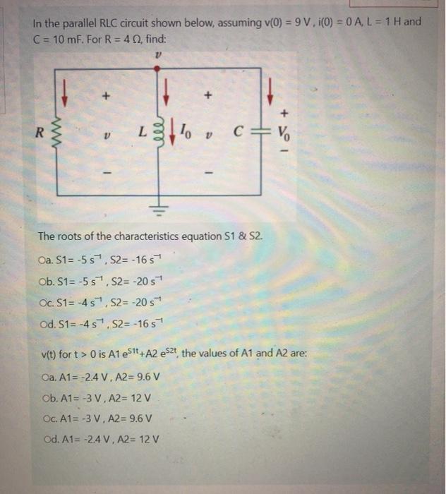 Solved In the parallel RLC circuit shown below, assuming | Chegg.com