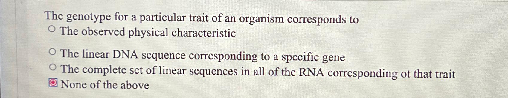 Solved The genotype for a particular trait of an organism | Chegg.com