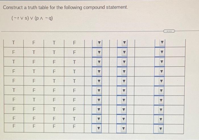 Solved Construct a truth table for the following compound | Chegg.com