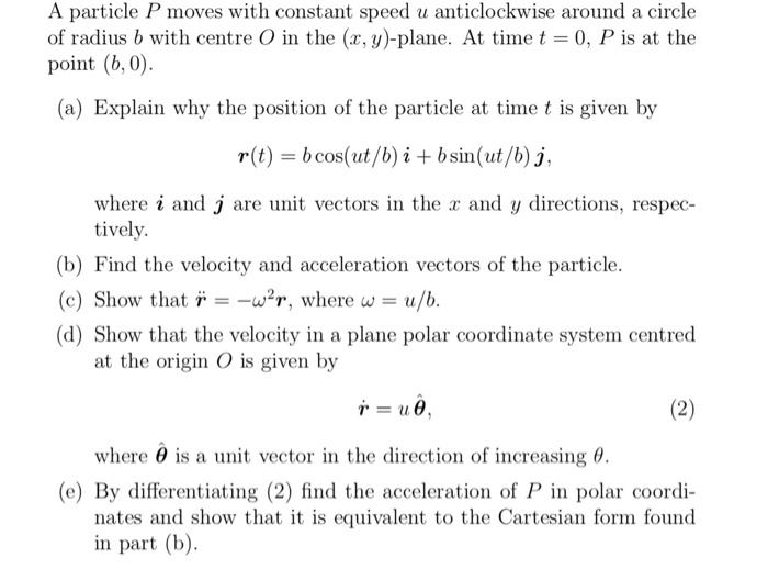 Solved A particle P moves with constant speed u | Chegg.com